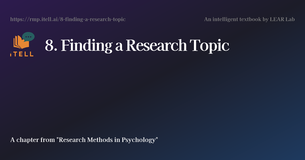 8. Finding a Research Topic | Research Methods in Psychology
